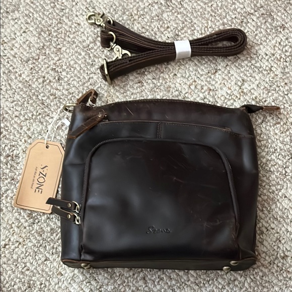 S-Zone | Bags | Nwt Szone Dark Brown Leather Crossbody Bag | Poshmark